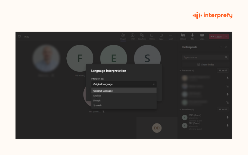How to use the Microsoft Teams language interpretation feature with Interprefy "Inject"